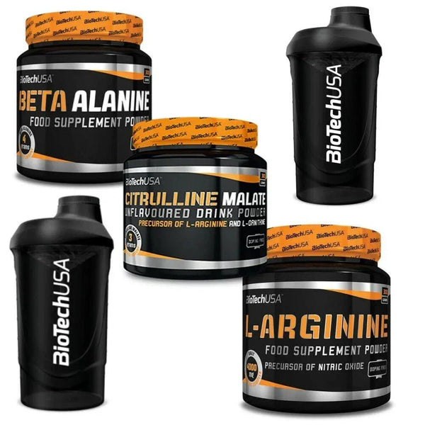 Pre-Workout Pack je 300g Arginine, Citrullin, Beta Alanine + 2 Shaker ...